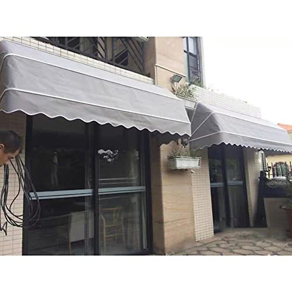 Window/Entry Awning, Front Door Canopy, Polyester Fabric Cover Snow and Rain Blocker UV Protection, Foldable Galvanized Bracket Fully Assembled (Color : Light Grey, Size : 150x60x60cm)
