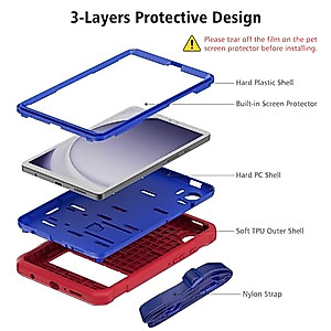 SIBEITU Case for Galaxy Tab A9 Plus 11 Inch 2023 with Screen Protector & Stand for Kids | Rugged Protective for A9+ Tablet Case SM-X210/X216/X218, Dark Red