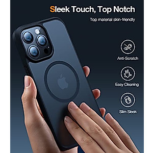 TORRAS Stronger Magnetic for iPhone 13 Pro Case, Military Grade Drop Tested, Compatible with MagSafe, Slim Protective Translucent Matte Silicone Case for iPhone 13 Pro Phone Case, Translucent Black