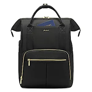 Focdod Work Computer Backpack For Women: 15.6 inch Nurse Bags Large School Teacher Laptop Bag Travel Purse Back pack With USB Charging Port Laptop Compartment Adult Waterproof Daypack Gift Black