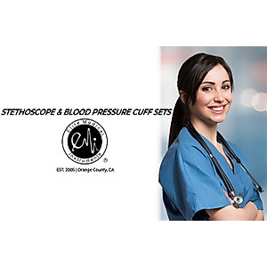 EMI EBE-340 Sprague Rappaport Stethoscope with Black Aneroid Sphygmomanometer Manual Blood Pressure Cuff Set (Lilac/Black)