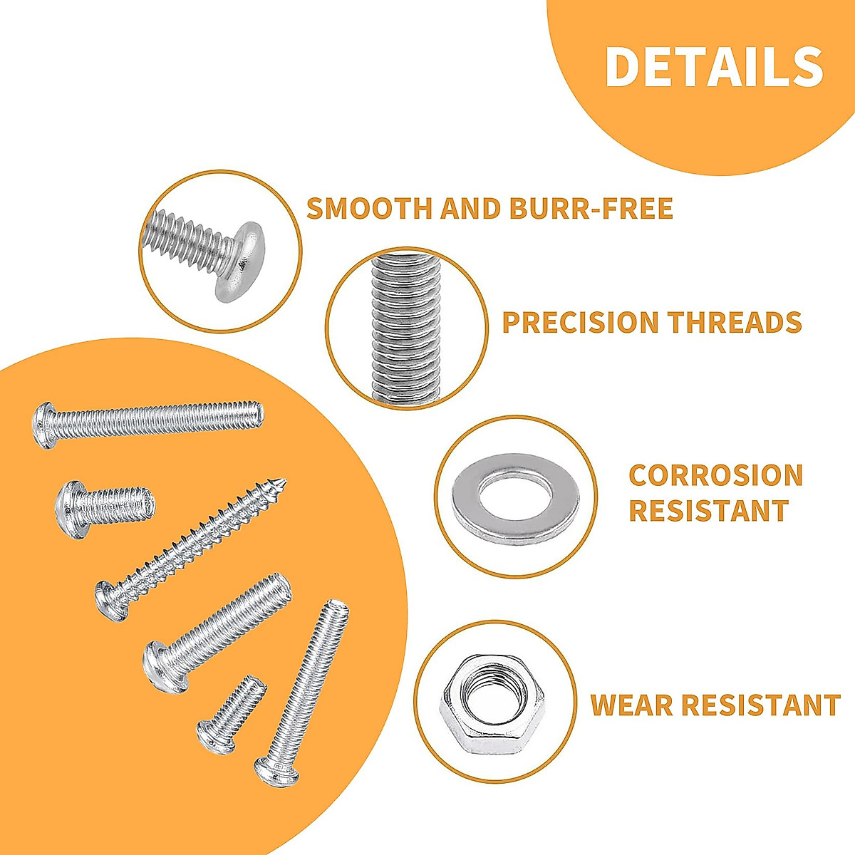 wugongshan 550 Pcs Screws Bolts and Nuts Assortment Kit, Metric Machine Screws and Nuts and Bolts and Flat Washers, M3/M4/M5 Slotted Pan Head Hex Bolts and Nuts Sets (B)