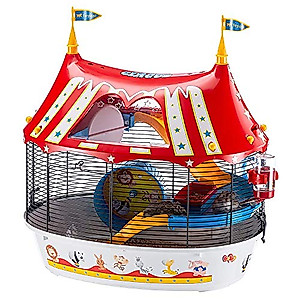Ferplast Hamster Cage Mouse Cage Small Animal Cage CIRCUS FUN sturdy plastic and metal, coloured stickers and accessories included, 49,5 x 34 x 42,5 cm