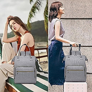 seyfocnia Laptop Backpack for Men Women, Carry on Travel Backpack with USB Port, 17 Inch Large Laptop Computer Casual Daypack for Work Business Traveling Bag (Grey)