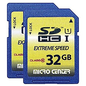32GB Class 10 SDHC Flash Memory Card SD Card by Micro Center (2 Pack)
