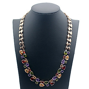 Necklaces for Women, Classic Multi Gemstones Silver Necklaces with Amethyst Garnet Morganite Peridot Women Jewelry (Gold)