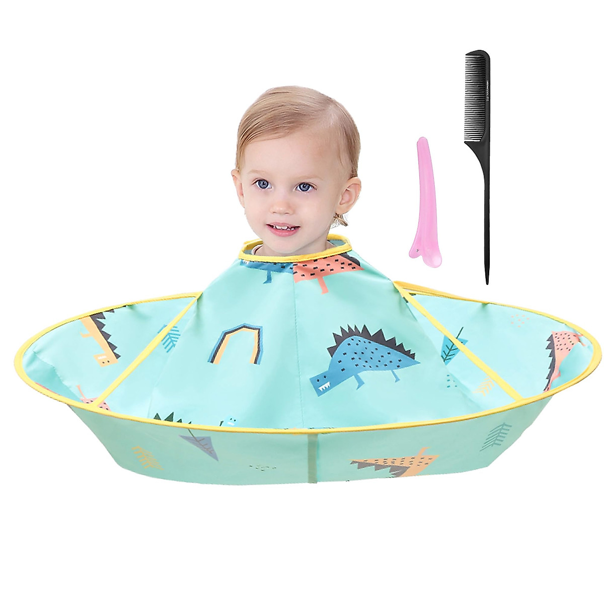 Aethland Kids Haircut Cape Hair Cutting Cape, Barber Cape Waterproof Foldable Umbrella Hair Catch Haircut Cape, Kids Hair Styling Cutting Cape (Dinosaur) n