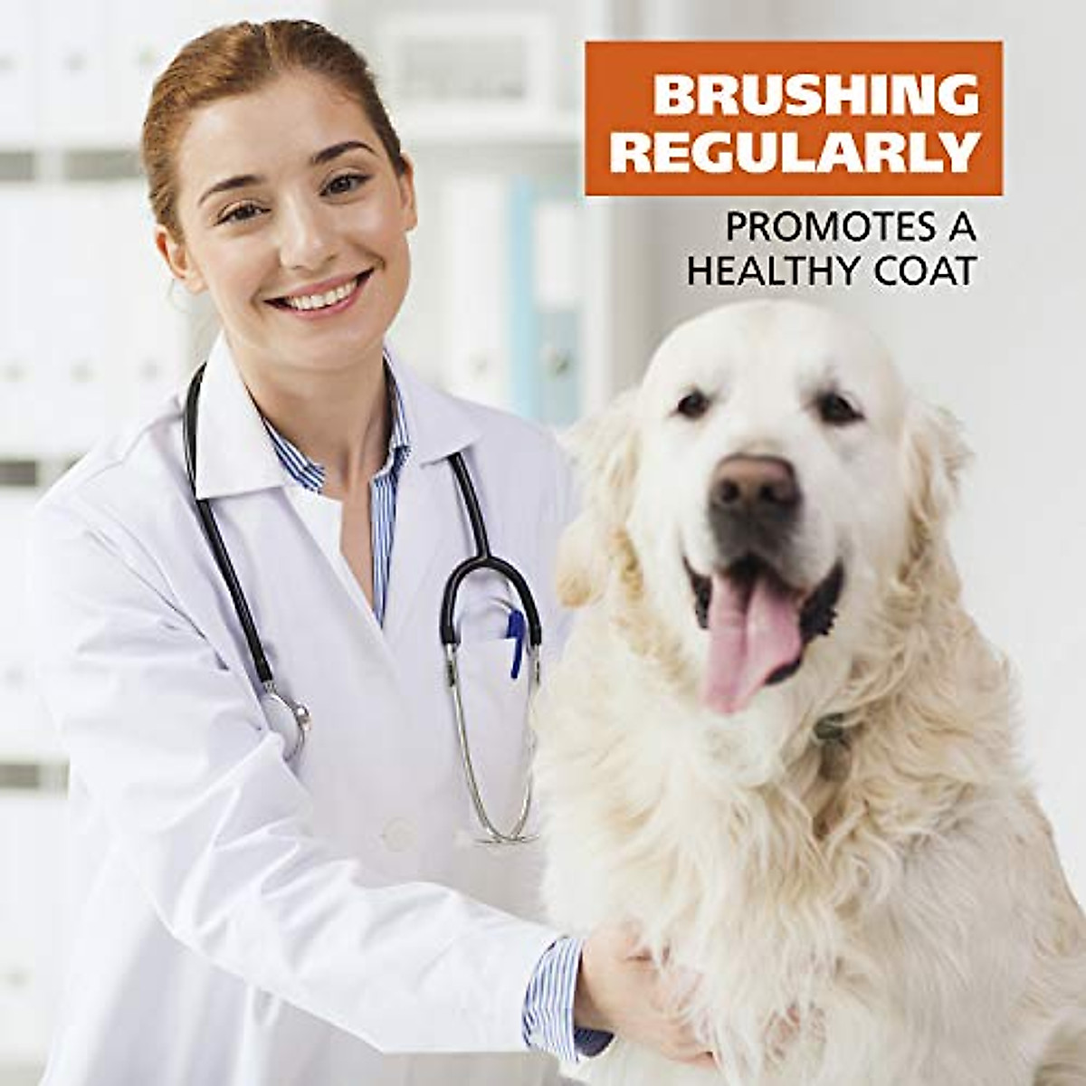 WAHL 2-in-1 Combination Double Row Pet Rake with Hair Shedding Blade for Dog or Cat Fur by The Brand Used by Professionals – Model 858424