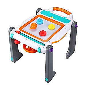 NuoPeng 3 in 1 Baby Sit-to-Stand Walker, Activity Center, Entertainment Table, Drawing Board (White with Gray)