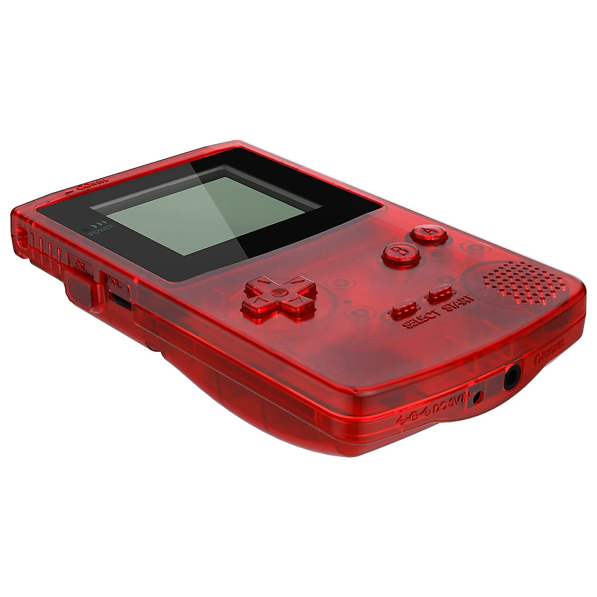 IPS Ready Upgraded eXtremeRate Clear Red Replacement Shell Full Housing & Black Screen Lens for Gameboy Color – Fit for GBC OSD IPS & Regular IPS & Standard LCD – Console & IPS Screen Without