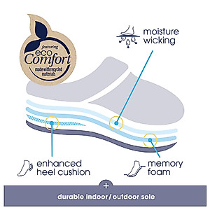 isotoner Women's Memory Foam Heather Knit Jessie Hoodback ECO Comfort Slip-On Slipper, Navy Blue, 8.5-9