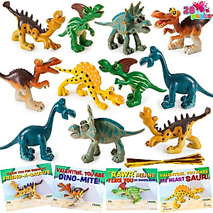 JOYIN 28 PCS Valentines Day Gifts Cards with Dinosaur Figure Toys for kids, Valentine's Greeting Cards for kids classroom gifts, Classroom Exchange Prizes for Boys Girls Classroom Party Favor