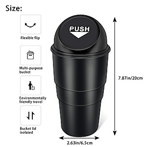 YIOVVOM Car Garbage Can with Lid, Leakproof Vehicle Automotive Cup Holder Car Trash Can, Small Trash Bin for Automotive Office Home Kitchen, Bedroom Set of 2 (Double Black, 1)