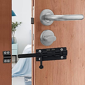 2 Pack 6.3Inch Gate Barn Lock Latches, 304 Stainless Steel Barrel Slide Bolt Black Door Latch, Fit for Outdoor Wooden Fence, Yard Doors, Garages, Bedrooms, Cupboards and Window