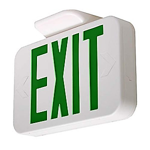 LFI Lights | Green Exit Sign | All LED | White Thermoplastic Housing | Hardwired with Battery Backup | Optional Double Face and Knock Out Arrows Included | UL Listed | (1 Pack) | LEDJR-G
