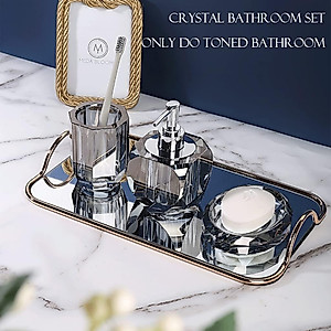 Diamond Design Soap Dispenser,Crystal Luxury Bathroom Accessories Set for Bathroom Decor-Lotion Bottle,Tumbler,Soap Dish,Tray
