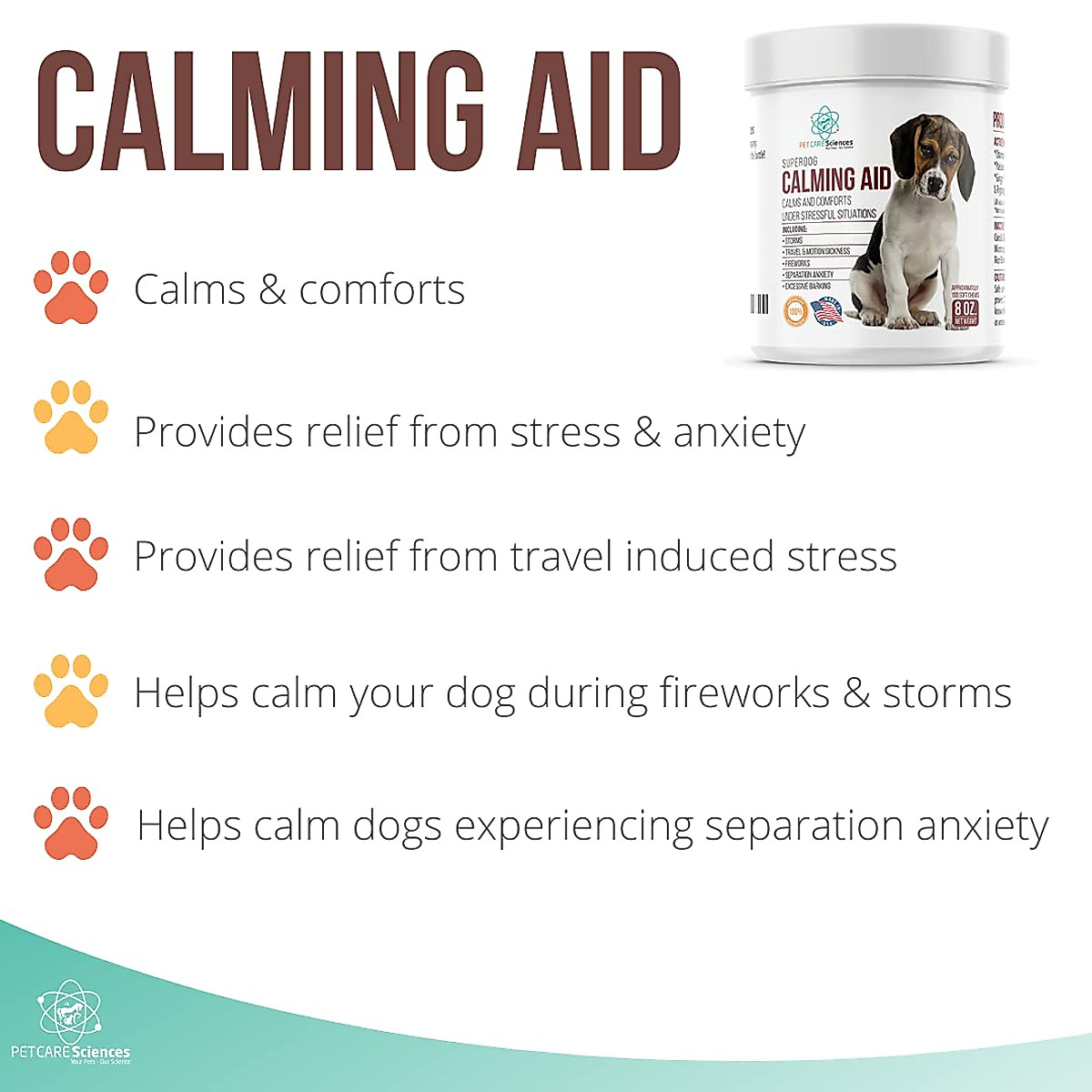 PET CARE Sciences Approx 100 x Calming Chews for Dogs or to Calm Puppy - Natural Dog Anxiety Relief - Anti Car Motion Sickness for Dog Calming Treats - Made in The USA