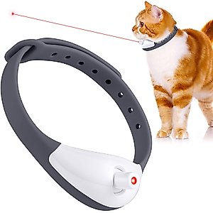 havit Wearable Automatic Cat Toys with LED Lights, Electric Smart Amusing Collar for Kitten, Interactive Cat Toys for Indoor Cats, Pet Exercise Toys, USB Rechargeable, Auto On/Off - Black