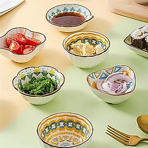 TRESORS Appetizer Plates Snack Bowls Round Ceramic Bowl Set Ceramic Small Bowl Dessert Side Dish Ice Cream Snack Condiment Dip Sauce Bowl Salad Plates Dinner Plates