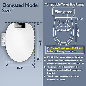 WLJBIDET Bidet Toilet Seat Elongated, Electronic Heated Toilet Seat with Warm Water Rear and Front Wash, Adjustable Warm Air Dryer, Self-Cleaning Stainless Steel Nozzle, Slow Closed Toilet Seat