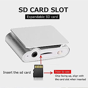 Portable Mini MP3 Music Player, 0.8inch LCD Screen Sports Back Clip MP3 Player Support Memory Card, Mini Digital Music Player for Adult Student(Silver)