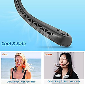Playcasually Neck Fans Portable Rechargable Prime, Bladeless Personal Fans for Your Neck Face Travel Summer Birthday Gifts for Women Men Kids Black