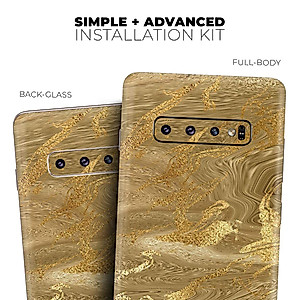 DesignSkinz Molten Gold Digital Foil Swirl V4 Protective Vinyl Decal Wrap Skin Cover Compatible with The Samsung Galaxy S20 (Screen Trim & Back Glass Skin)