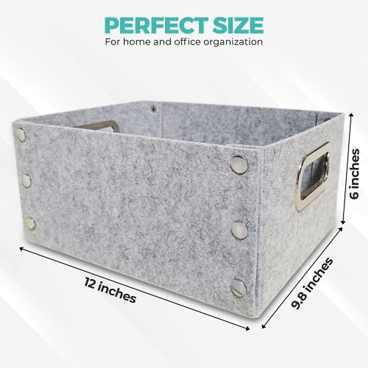 SAM AND MABEL Felt Storage Basket with Handles - (Pack of 3) Collapsible Magazine Basket Organizers for Closet and Shelves, Decorative Fabric Storage Bins for Toys, Books, Clothes, Diapers