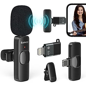 Wireless Lavalier Microphone Lapel Clip-on Mini Mic Plug & Play for for iPhone iPad(Type-C), 2022 Upgraded Auto-Sync Noise Reduction YouTube Facebook Live Stream TikTok Vlog Zoom Video Recording