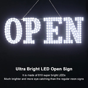 40"x14" Extra Jumbo LED Open Signs for Business, Unique Design Super Bright Open Sign with Chain, High Visibility Open Sign for Stores Bar Hotel Retail Shops Window Salon Office