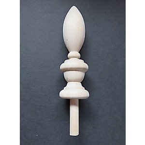 Small Wood Finial 3 3/4 High x 1 Inch Wide. Oak Cherry Maple Walnut Mahogany (Hard Maple)