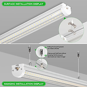 Skymoatled T12 4FT LED Shop Lights Garage Lights,65W 5000K 10400LM Daylight Color,Hanging/Surface Mount,Super Bright,Plug and Play,Linkable LED Shop Lights for Warehouse Workshop Basement,6Pack