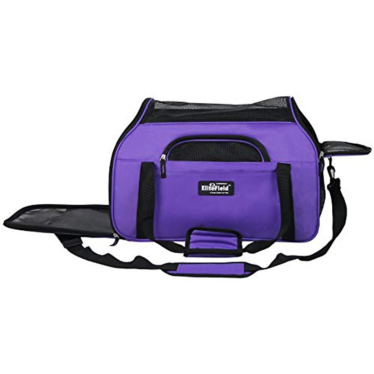 EliteField Soft Sided Pet Carrier (3 Year Warranty, Airline Approved), Multiple Sizes and Colors Available (Large: 19" L x 10" W x 13" H, Purple)