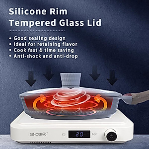 SINCERO Diamond serial Nonstick Frying Pan Skillet with Glass Lid,Omelet Pans,Induction Compatible,Healthy Granite Coating,PFOA Free,Stone Cookware Chef's Pan(9.5inch with lid-Azure Blue)