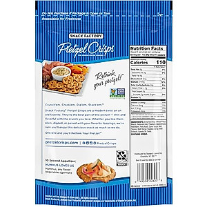 Snack Factory Original Pretzel Crisps, Non-GMO, 7.2 oz Resealable Bag