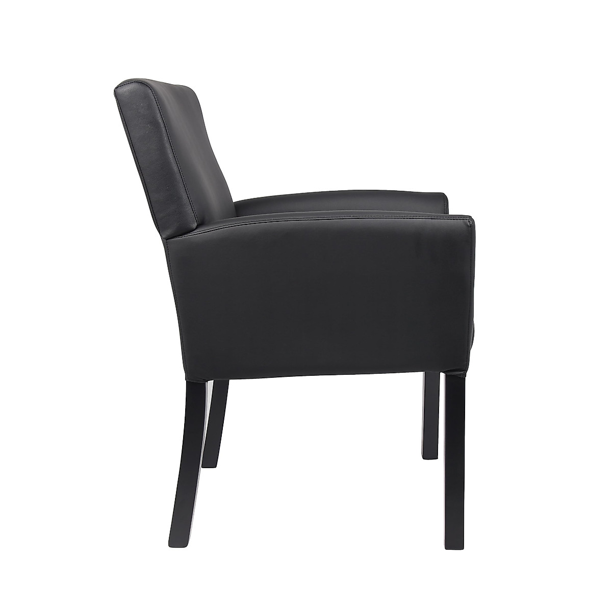 Boss Office Products Executive Box Arm Chair with Mahogany Finish in Black