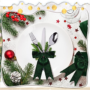 Preboun 4 Rolls Velvet Ribbon for Gift Wrapping 24 Yards Total Frayed Edge Velvet Silk Ribbon for Valentine's Day Wedding Baby Shower DIY Crafts Decor(Dark Green,1.5 Inch)