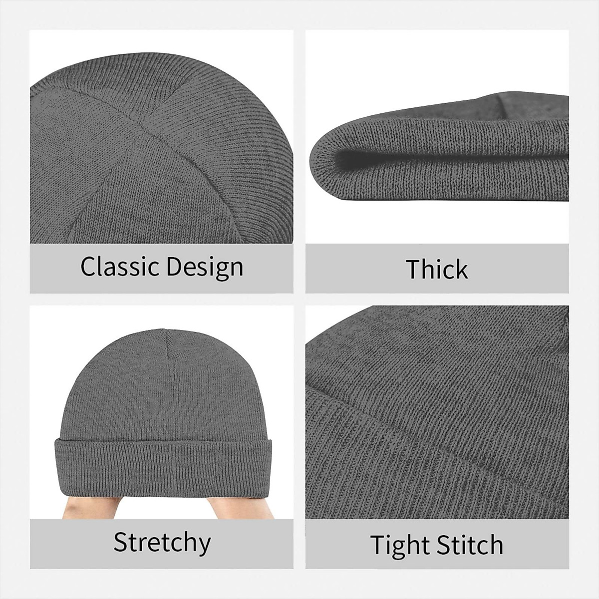 Jelly Rapper Singer Roll Beanies for Men&#039;s Womens Teens - Casual Unisex Aldult Cuffed Skull Knit Hat Knitted Winter Hat Classic Breathable Sleep Hats for Workout Gaming Deep Heather