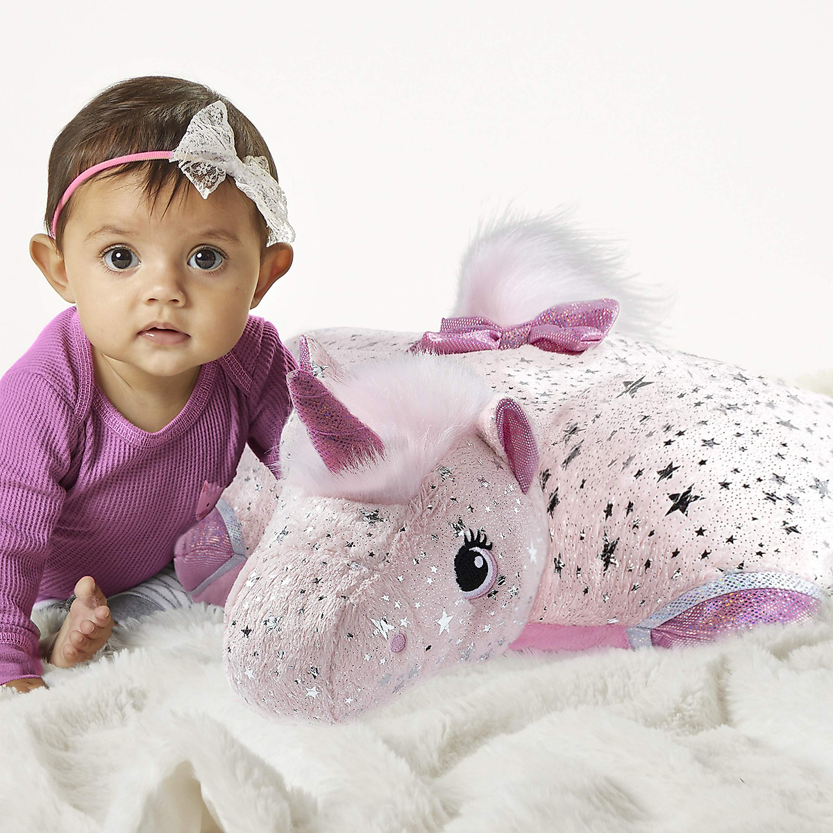 Pillow Pets Originals Sparkly Pink Unicorn Stuffed Animal Plush Toy