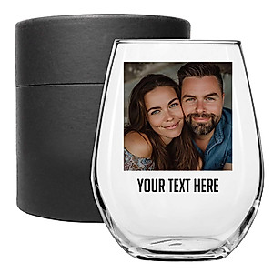 Personalized Wine Glass - Mother's Day Printed 17oz Stemless, Picture Photo Wine Gifts for Mom, Wife, Her - Unique Birthday Custom Wine Glass Personalized Wine Tumbler for Women Celebration Gifts