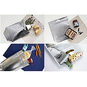 MUTJIM Reusable Insulated Easy Zip Open and Lock Cold & Hot Pouch Lunch Bag Thermal Aluminum Foil Picnic Camping Grocery Waterproof Bags + Icepack (10pcs, Large)