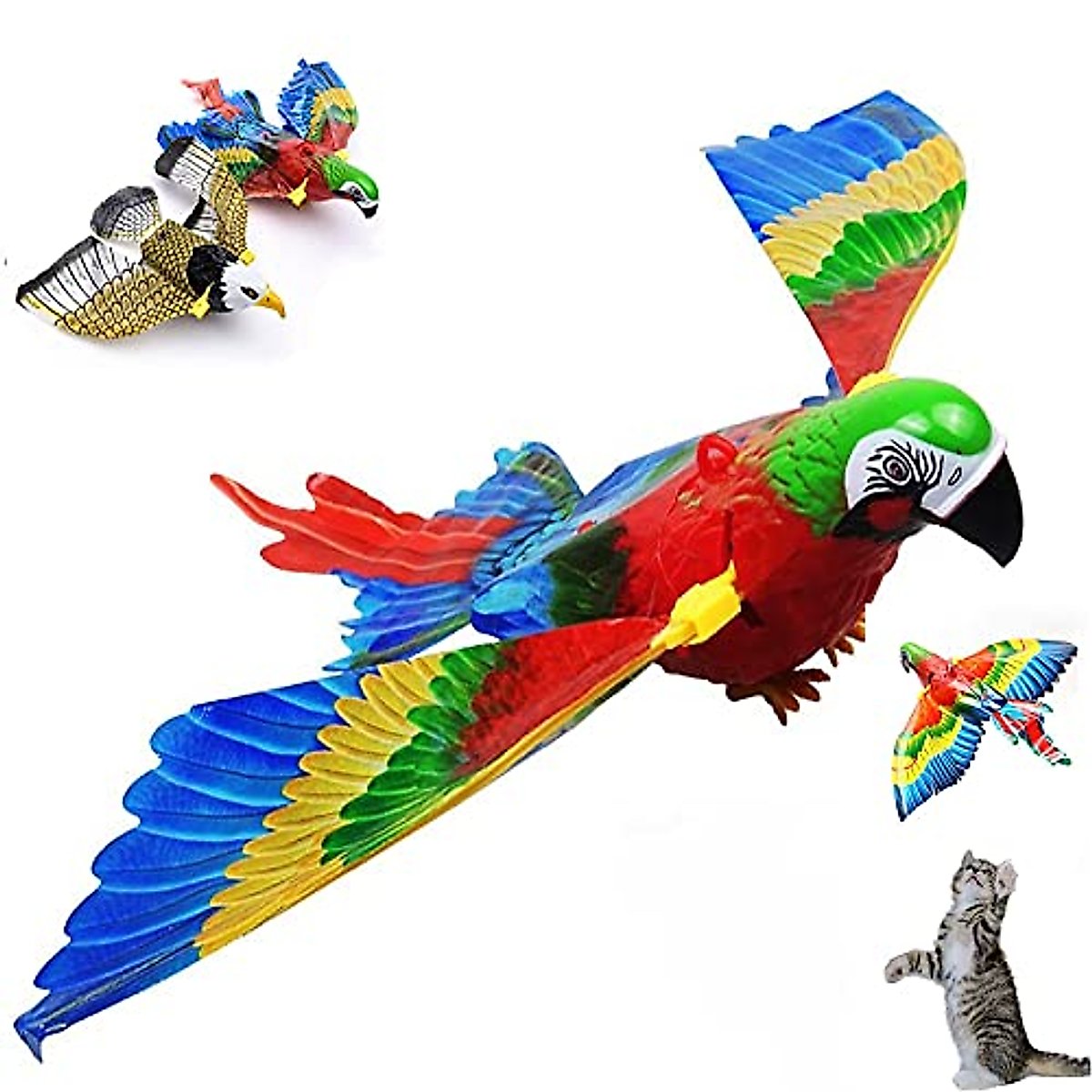 Simulation Bird Interactive Cat Toy, Cat Chew Toys for Indoor Cats, Automatic Hanging Eagle Flying Bird Funny Cat Interactive Toy Supplies for Cats Kitten Play Chase Exercise
