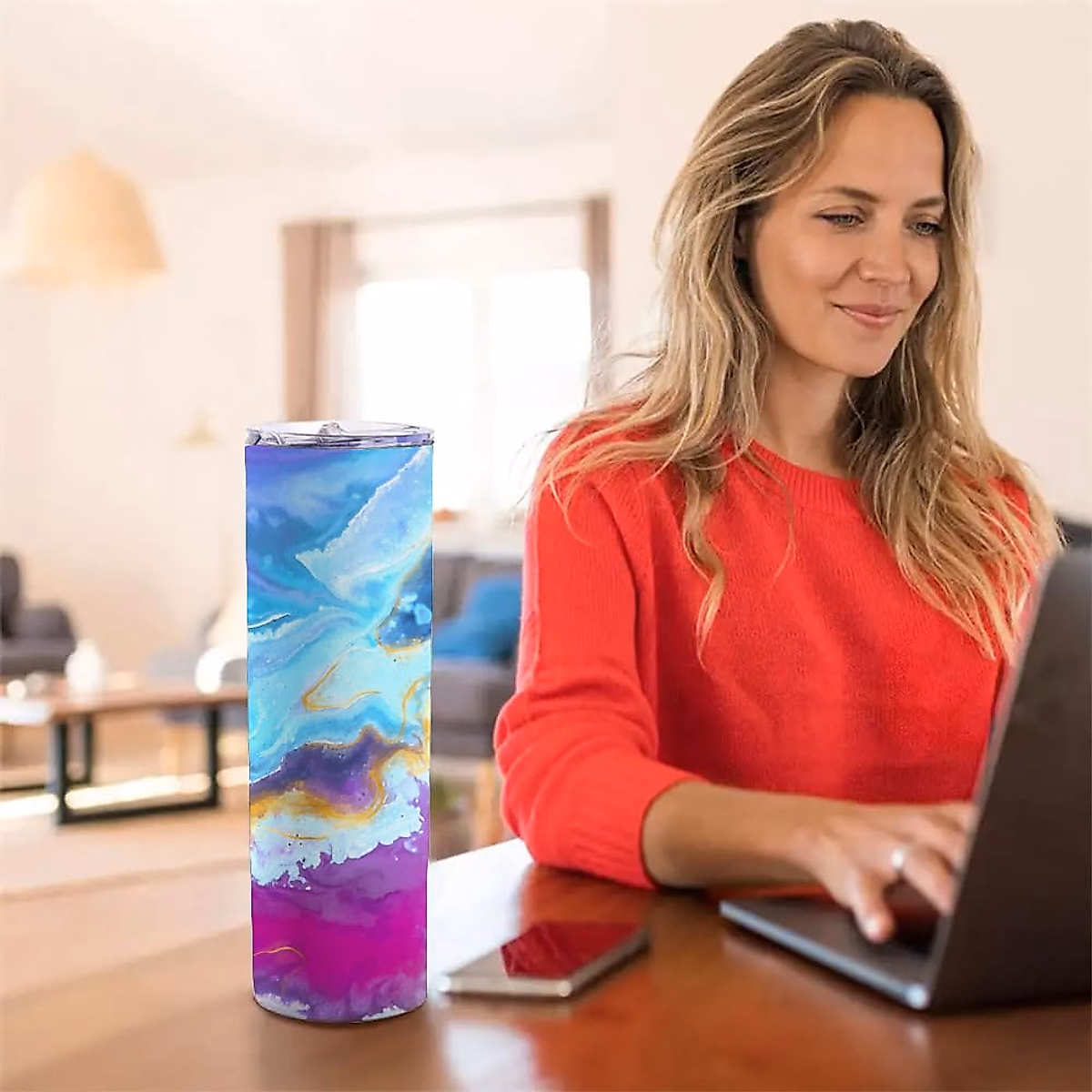 Christian Gifts for Women,Inspirational Gifts for Women Bible Religious, Insulated Skinny Tumbler Marbling Coffee Mug with Lid 20oz Reusable Slim Iced Coffee Mug for Friends Female Sister (Pack of 1)