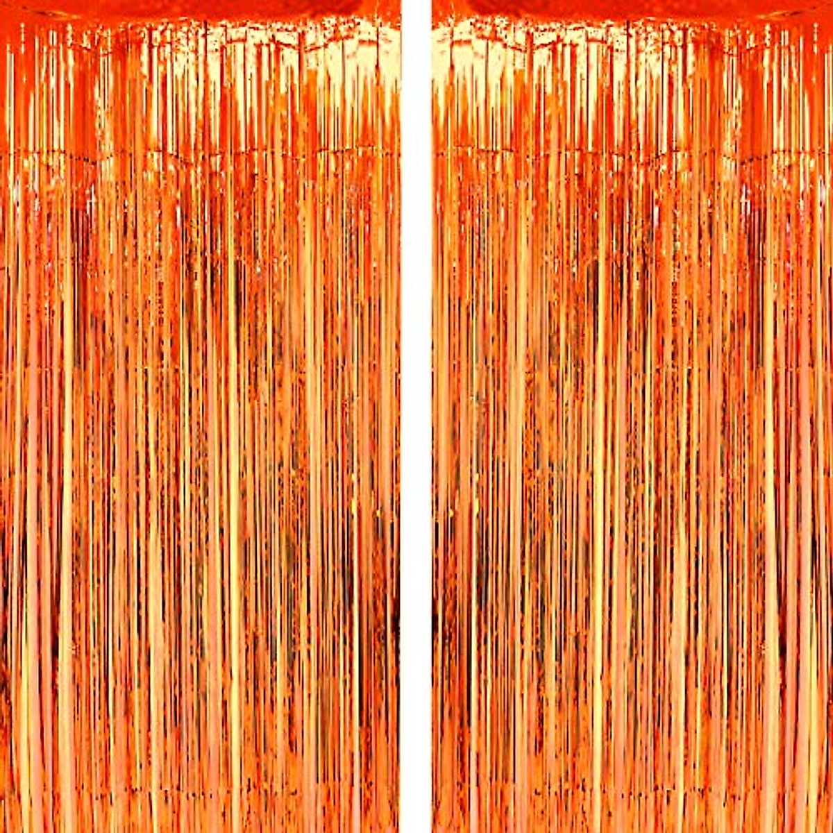 Orange Party Tinsel Foil Fringe Curtains - Fall Thanksgiving Carnival Halloween Construction 1st Birthday Graduation Wedding Party Photo Booth Props Backdrops Decorations