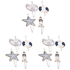 Cabilock 12pcs Kitchenrandom Lifebuoy Iron Coat Decorations Random Decor Hanger Star Decoration or Nautical Rustic Hat Metal Towel Wall Hanging Beach Mediterranean Hooks Key Sea Themed