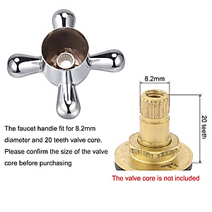 uxcell Faucet Knob Handle, Alloy Handle Replacement for 8.2mm Diameter with 20 Teeth Valve Core, 69 x 31 x 27mm 2pcs
