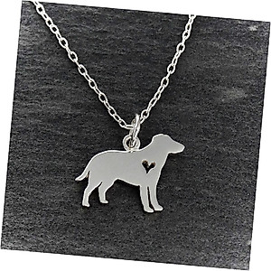 Labrador Retriever Necklace - 925 Sterling Silver - Heart Cutout Lab Dog Pendant Charm Pendant Necklace for Women