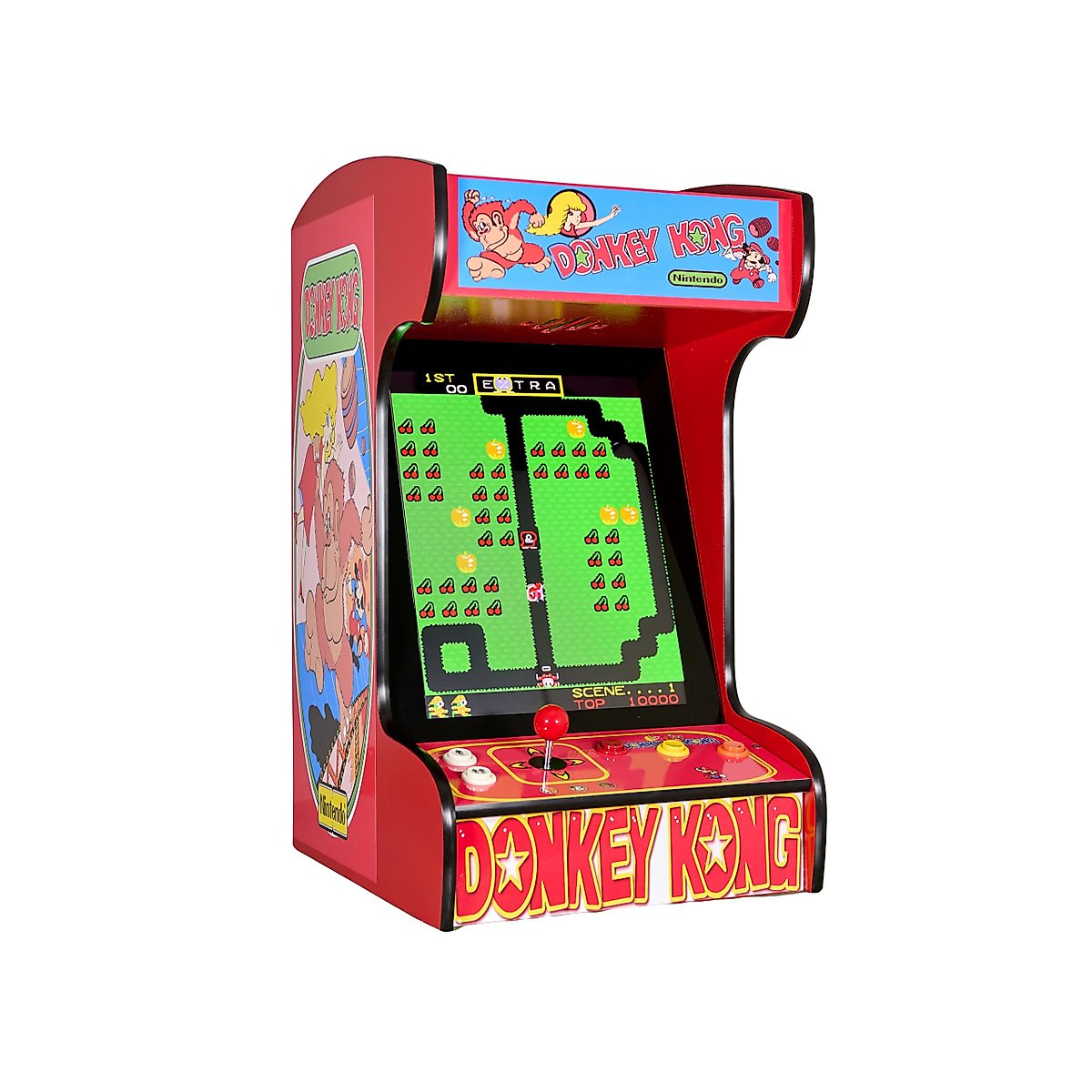 Doc and Pies Arcade Factory Classic Home Arcade Machine - 60 Retro Games - Tabletop and Bartop - Full Size LCD Screen, Buttons and Joystick (Red)