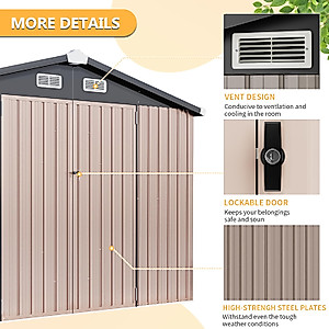 Jolydale 5.6' x 8' Metal Outdoor Storage Shed with Lockable Door - Ideal for Bikes, Tools, Lawn Mowers, Outside Lawn Mower Storage Sheds & Outdoor Storage for Backyard & Garden Use