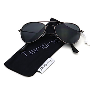 Baby Boy Girl Classic Aviator Style Retro Metal Sunglasses (Gun Metal/Black Lens 6-18 Months)